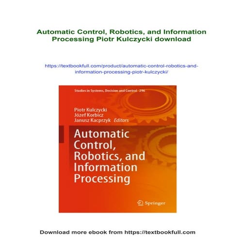 Automatic Control, Robotics, and Information Processing Piotr Kulczycki | PDF