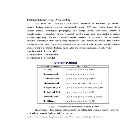 Kristalografi : sistem tetragonal | PDF
