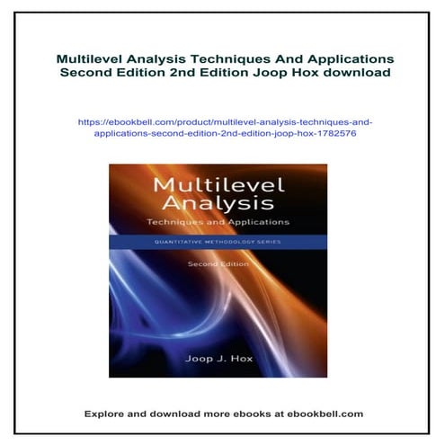 Multilevel Analysis Techniques And Applications Second Edition 2nd Edition Joop Hox | PDF