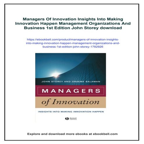 Managers Of Innovation Insights Into Making Innovation Happen ...