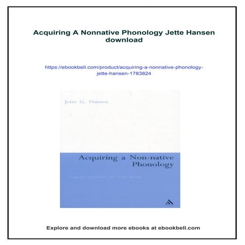 Acquiring A Nonnative Phonology Jette Hansen | PDF