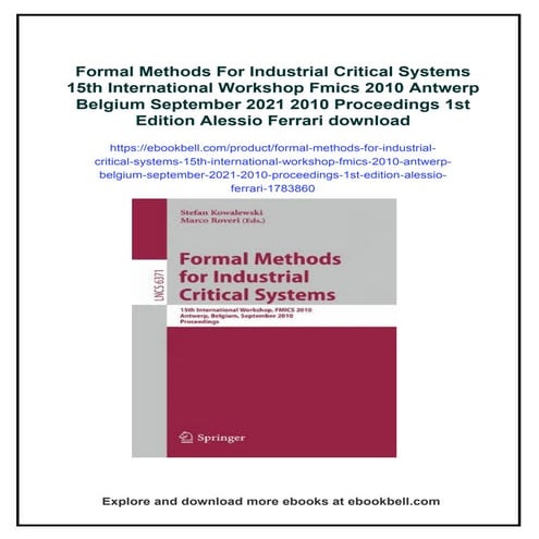 Formal Methods For Industrial Critical Systems 15th International ...