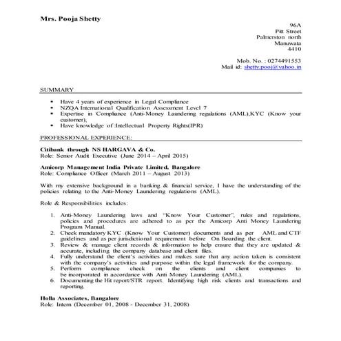 Pooja Shetty CV 2016 | DOCX