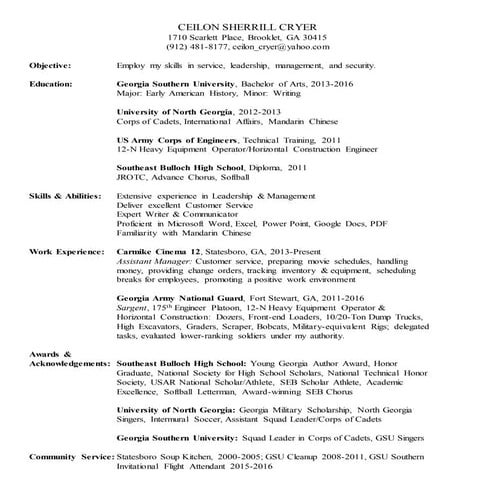 Humphrey Resume 2016 | DOCX