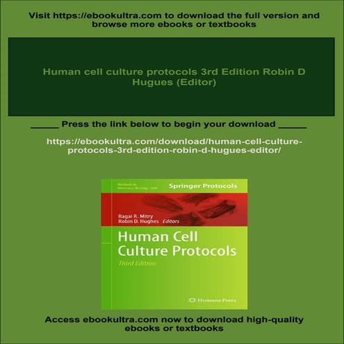 Human cell culture protocols 3rd Edition Robin D Hugues (Editor) | PDF
