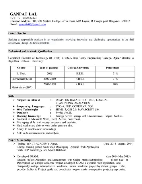 Hemant_Resume | DOCX | Web Development | Internet