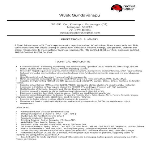 Vivek Resume | PDF | Operating Systems | Computer Software and Applications