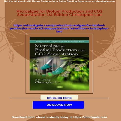 Microalgae for Biofuel Production and CO2 Sequestration 1st Edition Christopher Lan | PDF