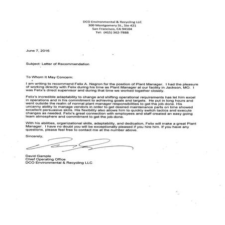 letter of recommendation dco | PDF