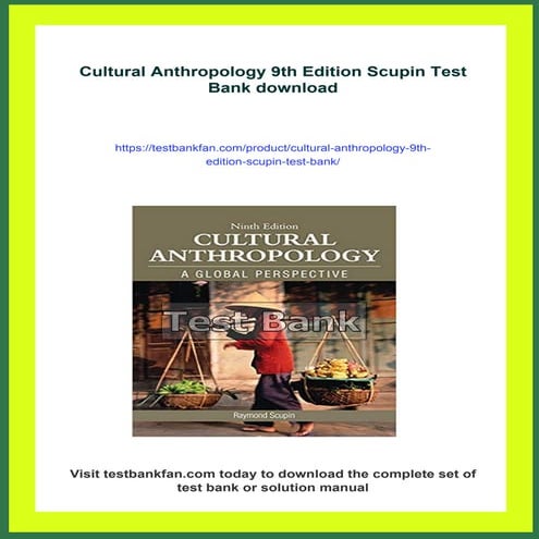Cultural Anthropology 9th Edition Scupin Test Bank | PDF