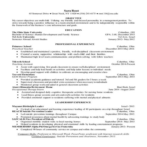 sara summer 2016 resume | DOCX