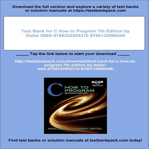 Test Bank for C How to Program 7th Edition by Deitel ISBN 9789332555310 ...