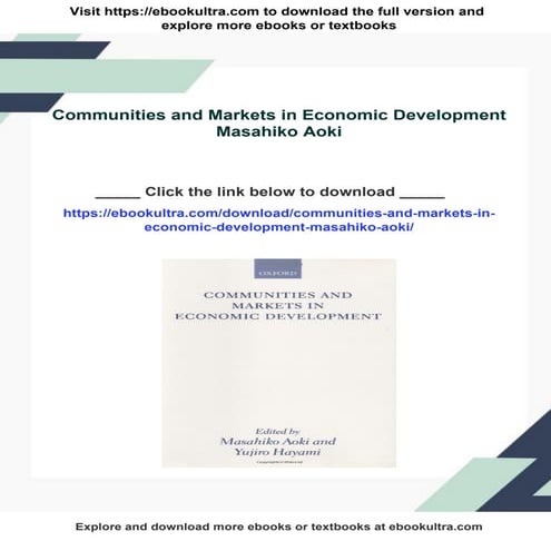 Communities and Markets in Economic Development Masahiko Aoki | PDF