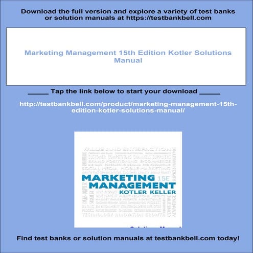 Marketing Management 15th Edition Kotler Solutions Manual | PDF