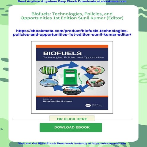Biofuels: Technologies, Policies, and Opportunities 1st Edition Sunil Kumar (Editor) | PDF