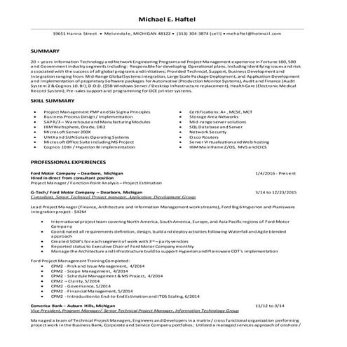 Michael Haftel Resume-2016 | DOCX