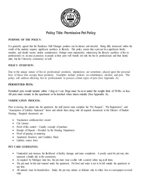 Apartment pet rules | PDF
