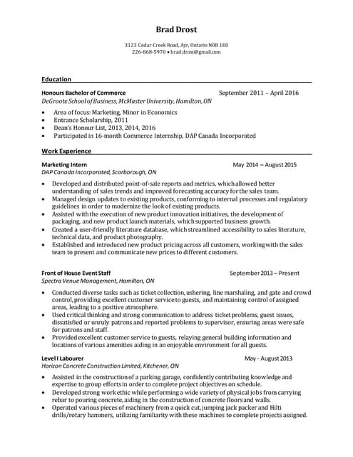 Jordan Loeks resume 2015 | PDF