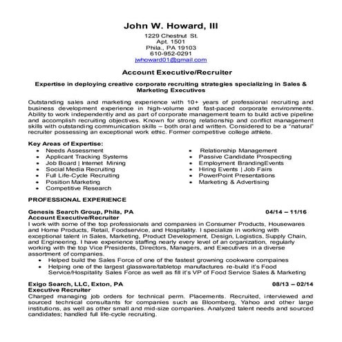 J.W. Howard Resume | DOCX | Human Resources | Business