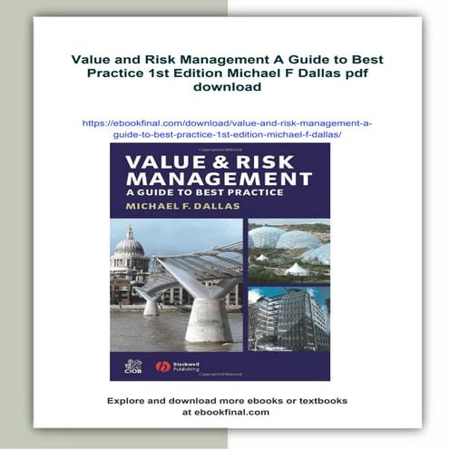 Value and Risk Management A Guide to Best Practice 1st Edition Michael ...