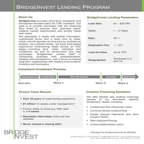BridgeInvest Lending Program | PDF