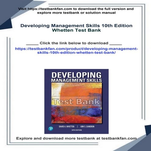 Developing Management Skills 10th Edition Whetten Test Bank | PDF
