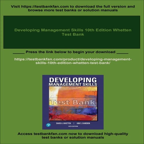 Developing Management Skills 10th Edition Whetten Test Bank | PDF