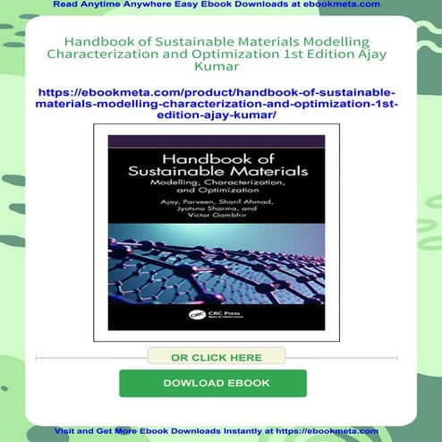 Handbook of Sustainable Materials Modelling Characterization and Optimization 1st Edition Ajay ...