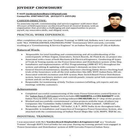 my resume-Joydeep Chowdhury November'16 | PDF