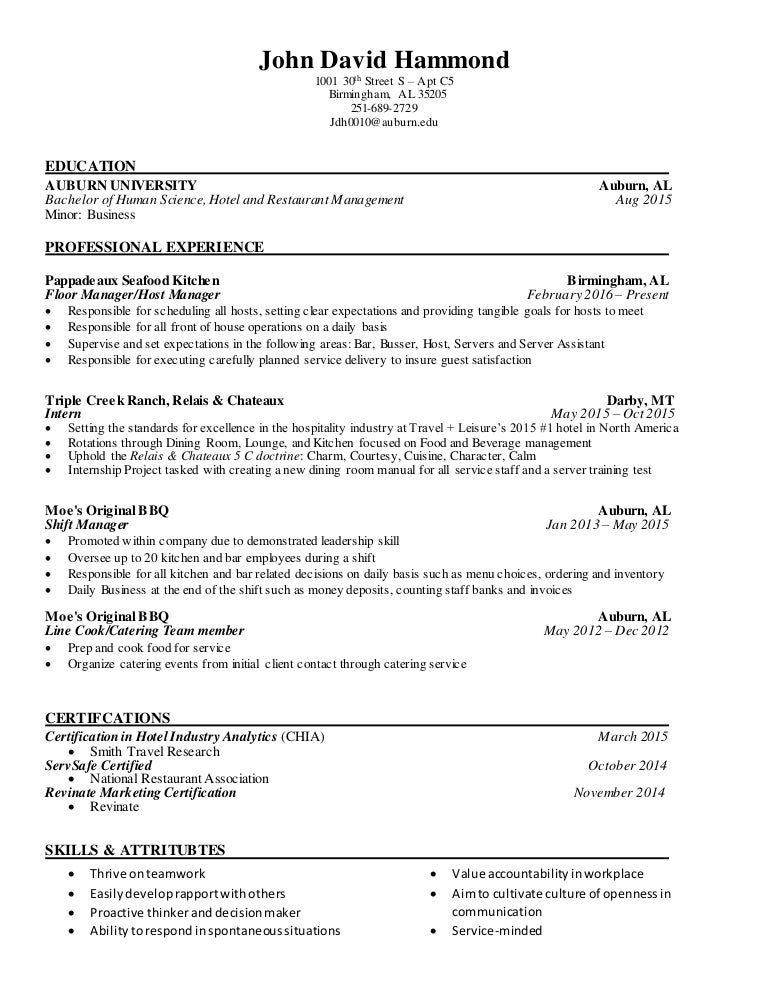 John David Hammond - Resume