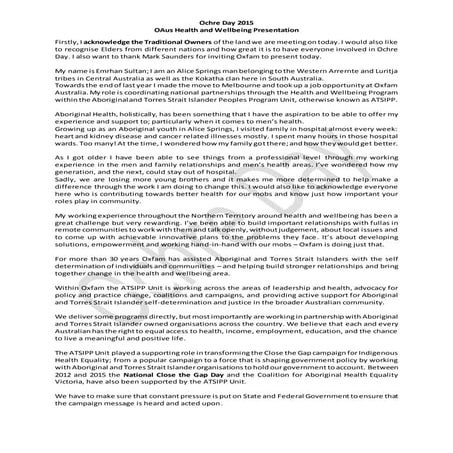 Ochre Day Presentation | DOCX | Men\'s Health | Healthy Living