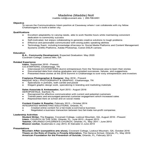 Rebecca Mulkey Resume | PDF