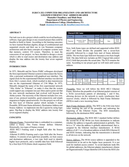 The ethernet frame a walkthrough | DOCX | Computer Networking | Computing