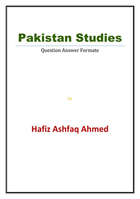 pak studies chapter no1 ( short answer ) ideology of pakstan | RTF