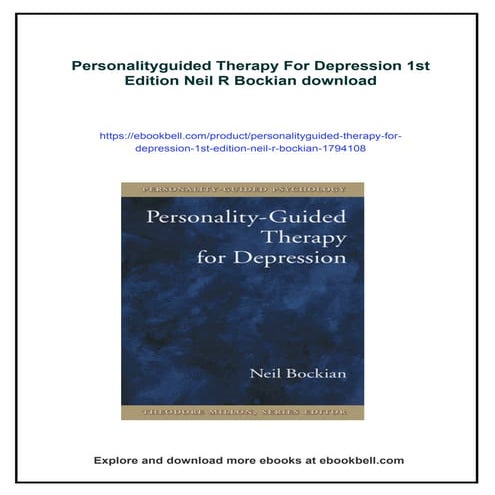 Personalityguided Therapy For Depression 1st Edition Neil R Bockian | PDF