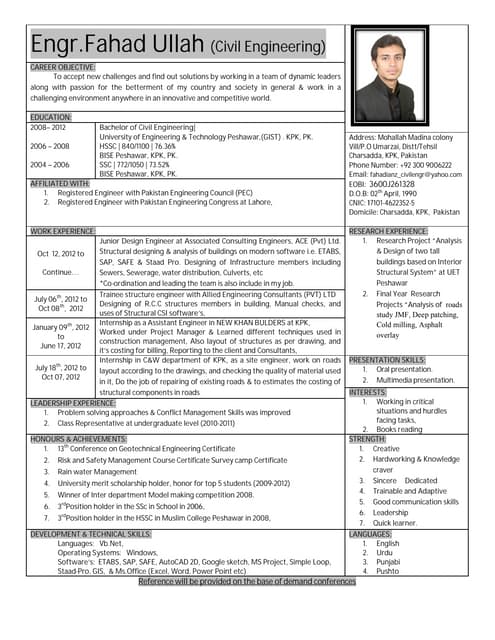 Hafiz Ahmed Waqas Resume | PDF | Civil Engineering Industry | Industries