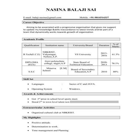 Balaji resume | DOC