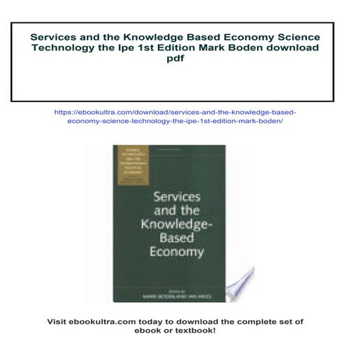 Services and the Knowledge Based Economy Science Technology the Ipe 1st ...