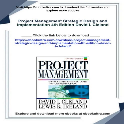 Project Management Strategic Design and Implementation 4th Edition ...