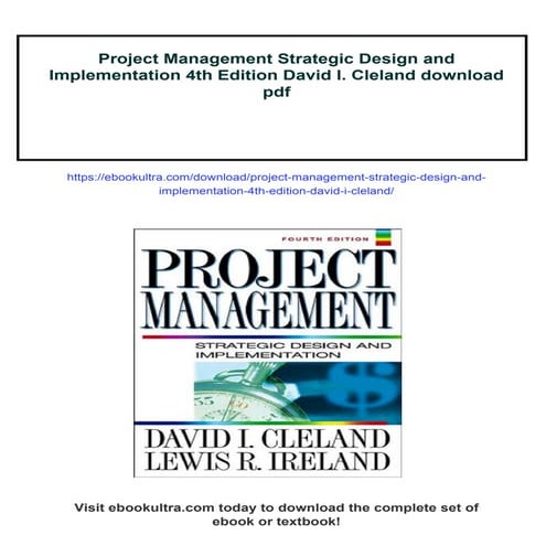 Project Management Strategic Design and Implementation 4th Edition ...