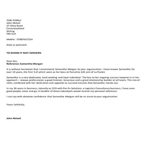 Sam DPD John Mckail Reference | PDF