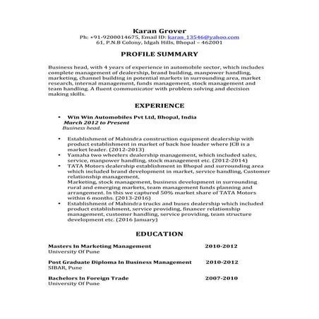 Karan Grover resume | PDF