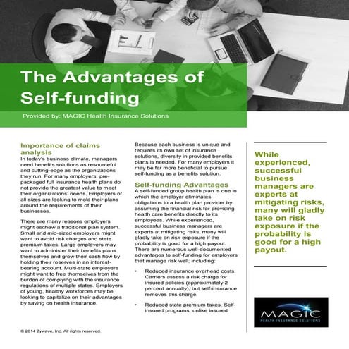 The Advantages of Self-funding | PDF | Health Insurance | Insurance