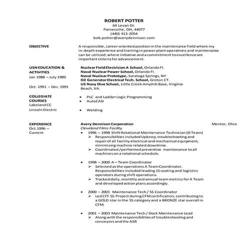 Potter, Robert Resume | DOCX