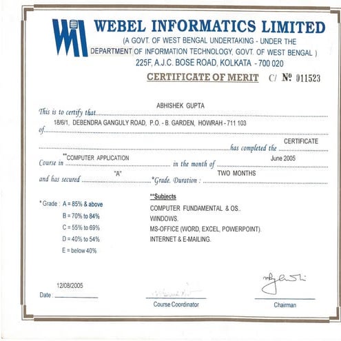 Computer Certificate Basic | PDF