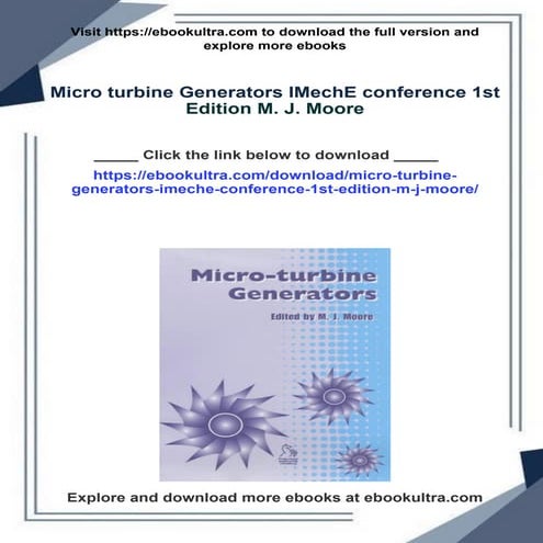 Micro turbine Generators IMechE conference 1st Edition M. J. Moore | PDF