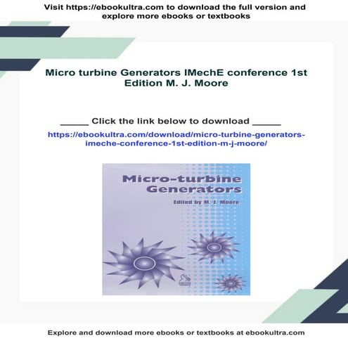 Micro turbine Generators IMechE conference 1st Edition M. J. Moore | PDF