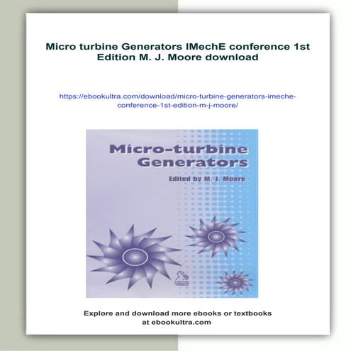 Micro turbine Generators IMechE conference 1st Edition M. J. Moore | PDF