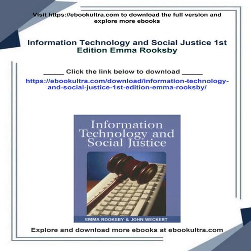 Information Technology and Social Justice 1st Edition Emma Rooksby | PDF