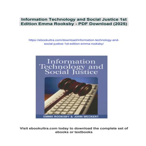 Information Technology and Social Justice 1st Edition Emma Rooksby | PDF